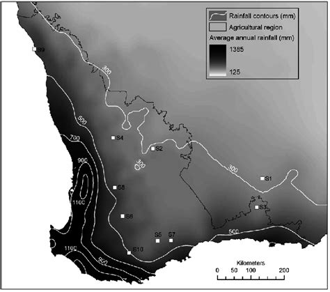 Annual Average Rainfall Of Wa And Research Sites Download Scientific