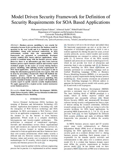 Pdf Model Driven Security Framework For Definition Of Security