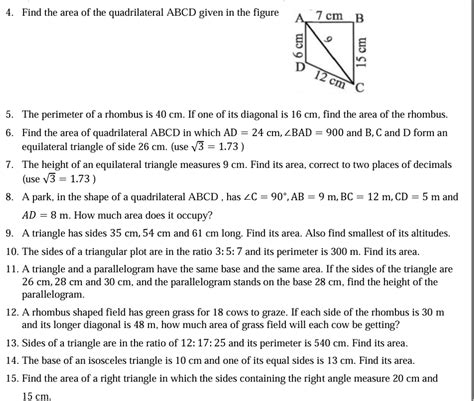 Find The Area Of The Quadrilateral Abcd Given In The Figure The Perimeter