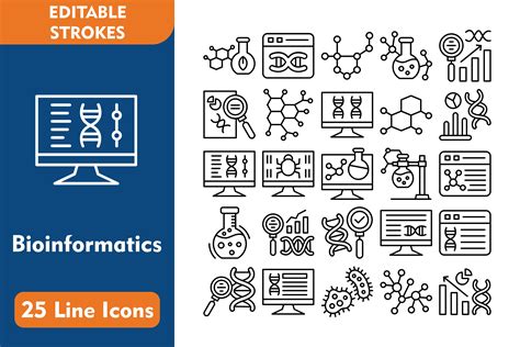 Bioinformatics Line Icons Graphic By Pexelpy · Creative Fabrica