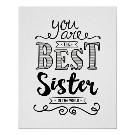 Best Sister Poster You Are The Best Sister In The World Drawing