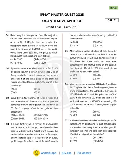 Arithmetic Dpp 07 Ipmat Master Quest 2025 Pdf
