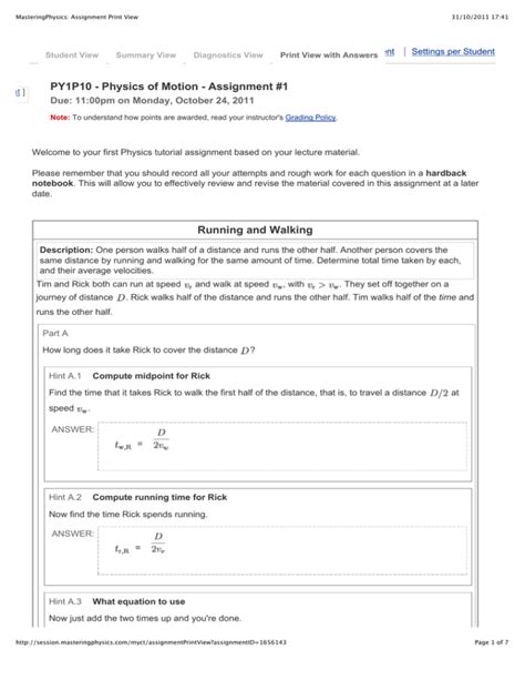 Physics Assignment Kinematics Problems And Solutions