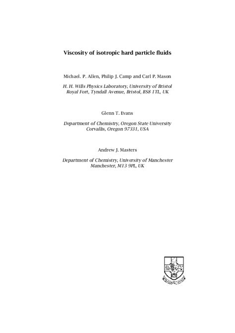 Pdf Viscosity Of Isotropic Hard Particle Fluids