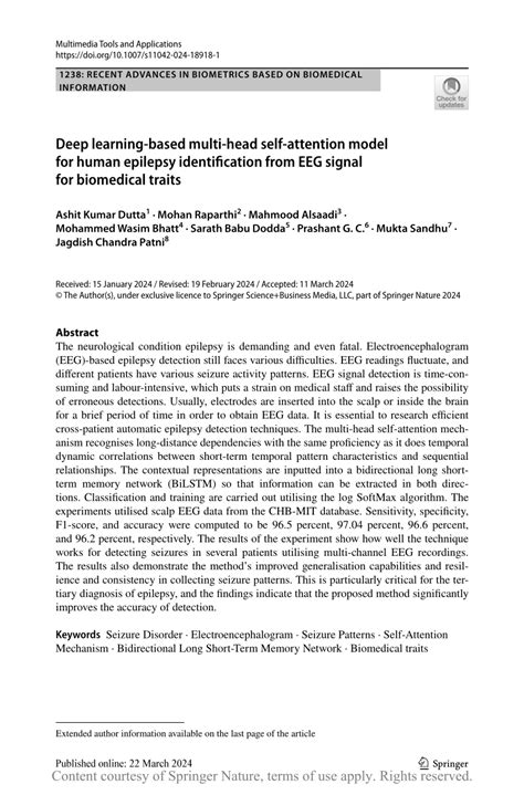 Deep Learning Based Multi Head Self Attention Model For Human Epilepsy Identification From EEG