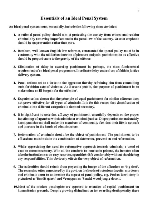 Essentials Of An Ideal Penal System A Rational Penal Policy Should