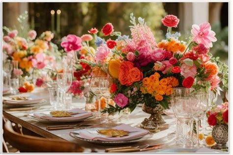 Colorful Floral Table Setting
