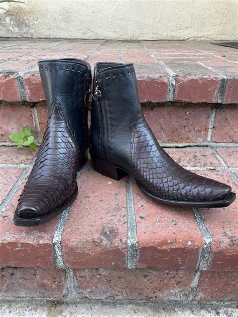 espresso python and noir calfskin zip routier l a
