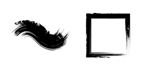 블랙 그룬지 브러시 스트로크 템플릿 프리미엄 벡터