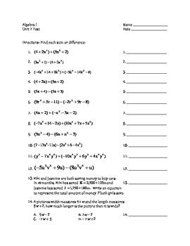 Polynomials Unit Test By Jwdaisy Teachers Pay Teachers