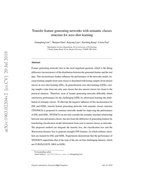 Pdf Transfer Feature Generating Networks With Semantic Classes