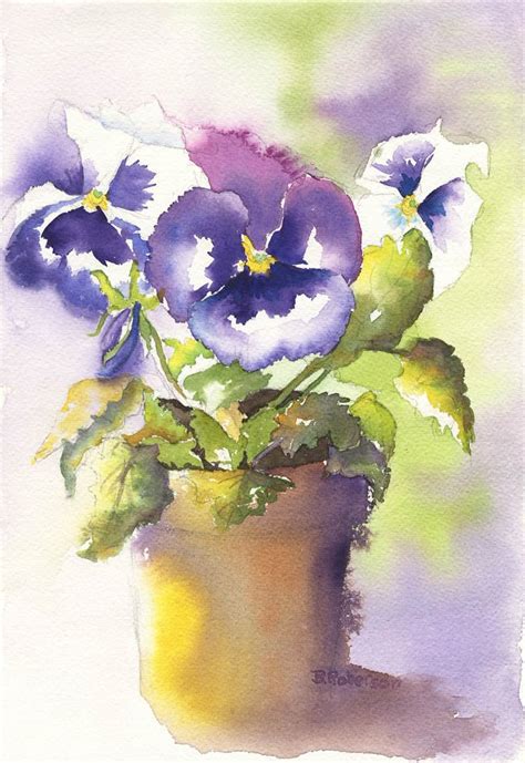 73 Best Watercolor Pansy Images On Pinterest Pansies Watercolor