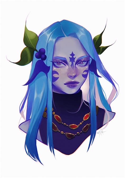 Safebooru 1girl Au Ra Blue Hair Closed Mouth Commission Facial Mark