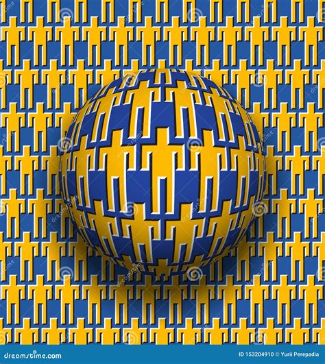 Unity Of People Optical Illusion Concept Rotating Sphere Over Moving