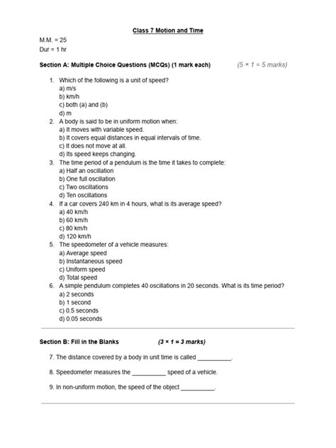 Class 7 Motion And Time Pdf