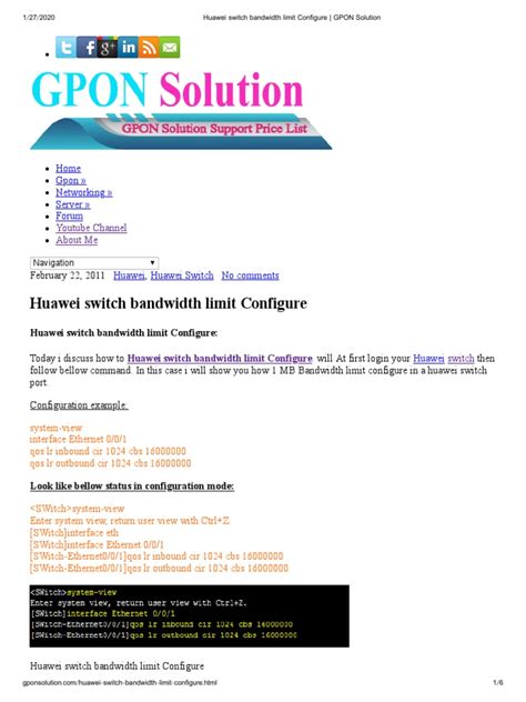 huawei switch bandwidth limit configure gpon solution pdf