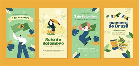 Free Vector Flat Sete De Setembro Instagram Stories Collection
