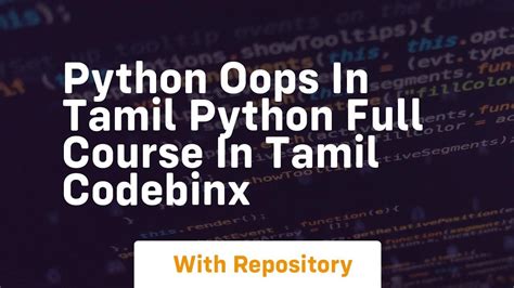 Python Oops In Tamil Python Full Course In Tamil Codebinx Youtube