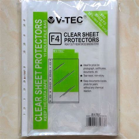 Clear Sheet Protector Folio F4
