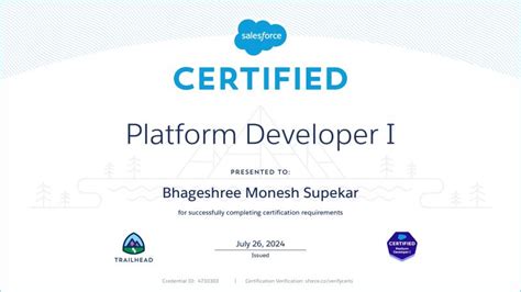 Bhageshree Supekar On Linkedin Salesforce Platformdeveloper1 Certification Smartbridge