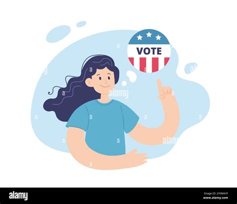 Woman With A Voting Pin Election Campaign Concept Vector Illustration