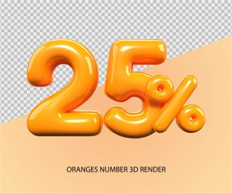 Premium Psd 3d Render Number 25 Percentage Orange Color Discount Plastic