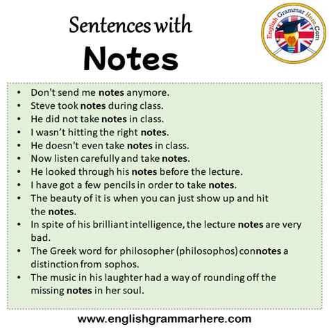 Sentences With Notes Notes In A Sentence In English Sentences For