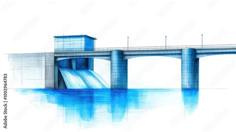 Technical Drawing Of A Dam For Hydroelectric Power Generation