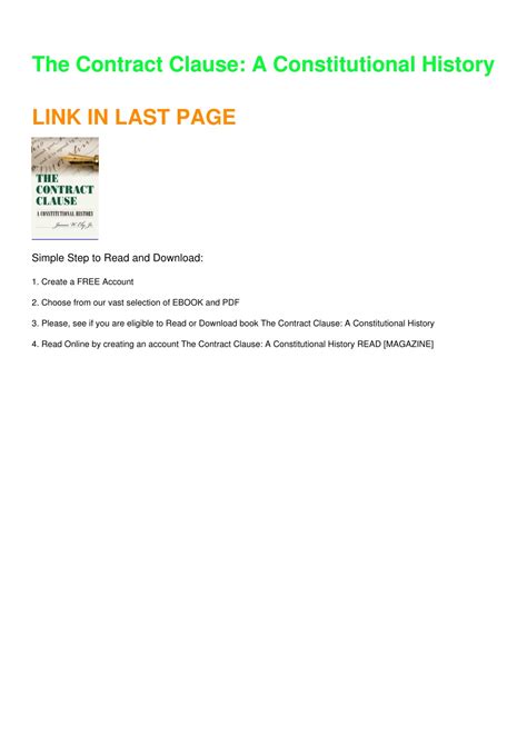 Ppt Pdf Download Free The Contract Clause A Constitutional History