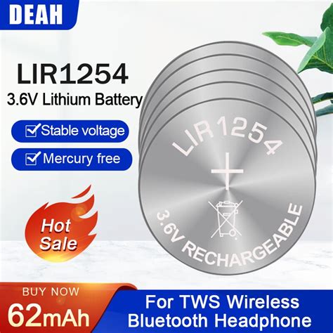 5 20 sztuk LIR1254 1254 3.6V 62mAh akumulator litowy dla TWS ...