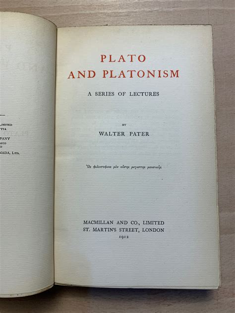 Plato And Platonism By Walter Pater Good Hardcover 1912 Neo Books