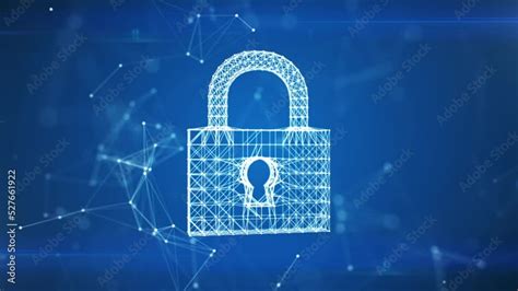 Cyber Security Concept Network Cloud Digital Lock Icon Appearing From Lines And Dots Particles