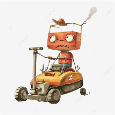 잔디 깎는 기계를 사용하는 담배 캐릭터의 일러스트 기계 공원 집 Png 일러스트 및 이미지 에 대한 무료 다운로드 Pngtree