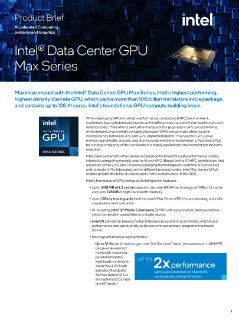 Resumen De Productos De La Intel Data Center GPU Max Series
