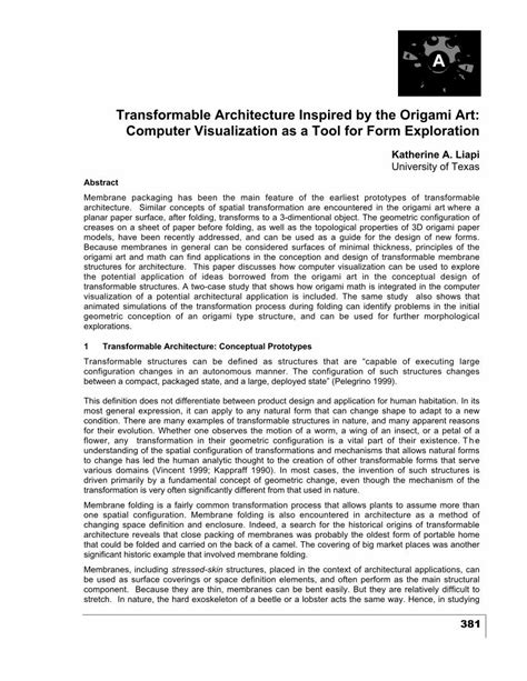 Pdf Transformable Architecture Inspired By The Origami Art Data Works
