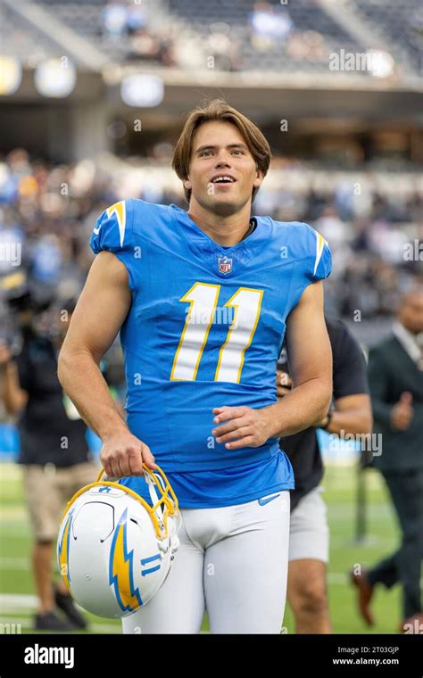 Los Angeles Chargers Kicker Cameron Dicker 11 Celebrates After The Chargers 24 17 Victory Over