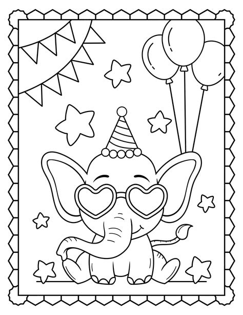 Elefante En Fiesta De Cumpleaños Para Colorear Imprimir E Dibujar Coloringlib