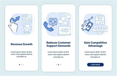 Customer Engagement Platform Light Blue Onboarding Mobile App Screen Walkthrough 3 Steps
