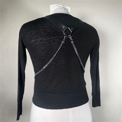 Goth Revamped Sweater With Rubber Bondage Harness Depop