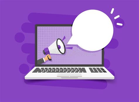 Laptop Notification Icon In Flat Style Computer Vector Illustration On