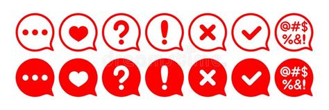 Vector Speech Bubble Icons Set Red Dialog Round Clouds Stock Vector Illustration Of Round