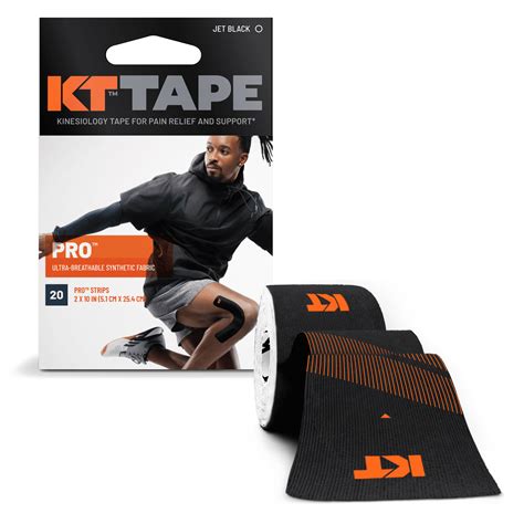 Kt Tape Black Pro Synthetic Kinesiology Tape 20 Precut Strips