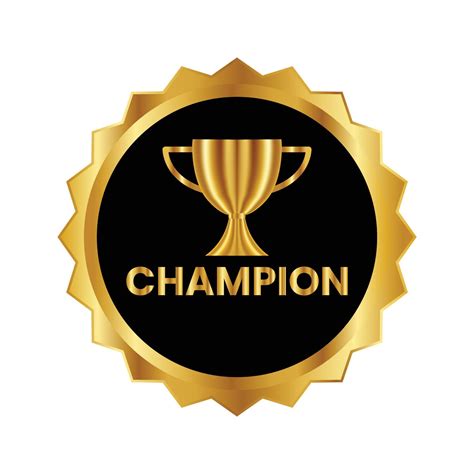 Champion Gold Trophy Vector Badge Seal Label Stamp Symbol Of