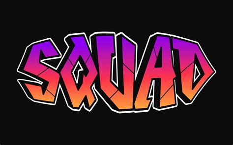 Squad Word Trippy Psychedelic Graffiti Style Lettersvector Hand Drawn