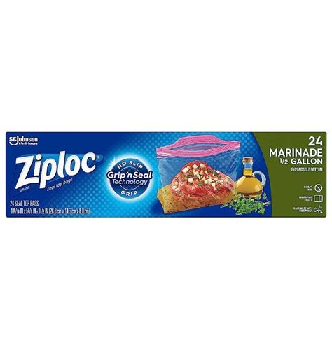 Ziploc 밀프렙용 19l05갤런 마리네이드 식품 보관 가방 그립 앤 씰 기술로 쉽게 잡고 열고 티몬