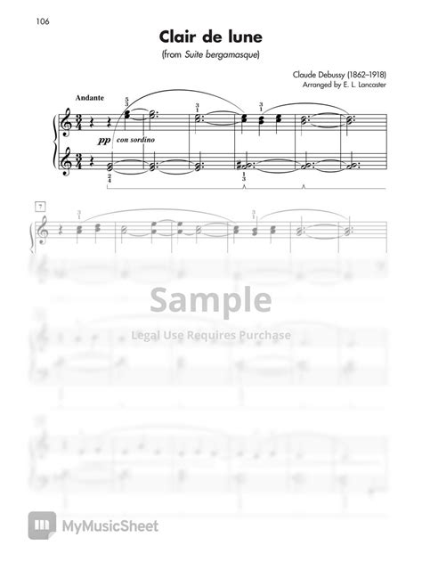 Artist Clair De Lune Easypdf Sheet Music Pdf Artist Mymusic5