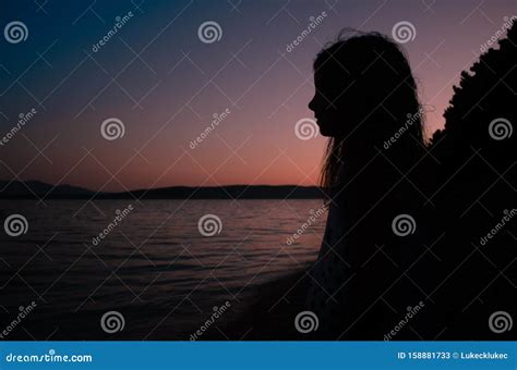 Young Girl Silhouette After Sunset Stock Image Image Of Beautiful