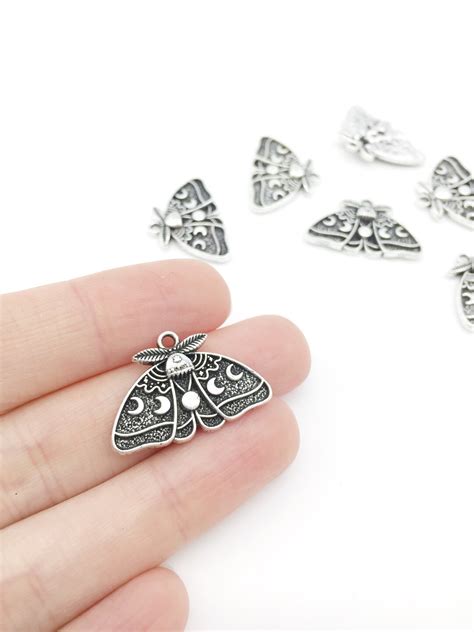 2 X Antique Silver Moth Charms Celestial Moth Pendants Tibetan Silver