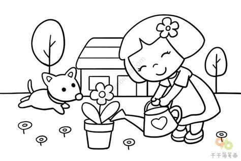 画妈妈浇水简笔画 简笔画图片大全 普车都