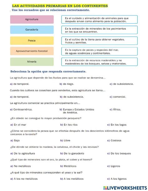 Actividades Primarias Online Exercise